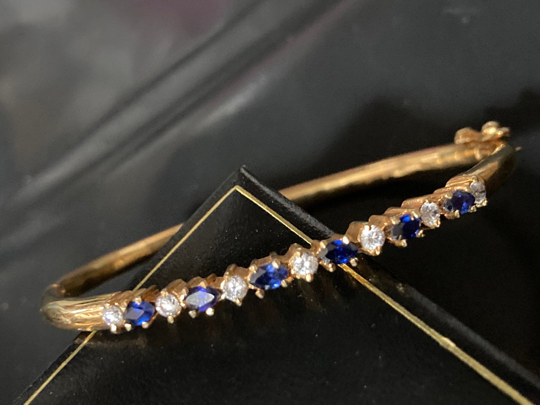 Retro High End Prong Set Clear and Sapphire Blue Diamanté - Etsy UK