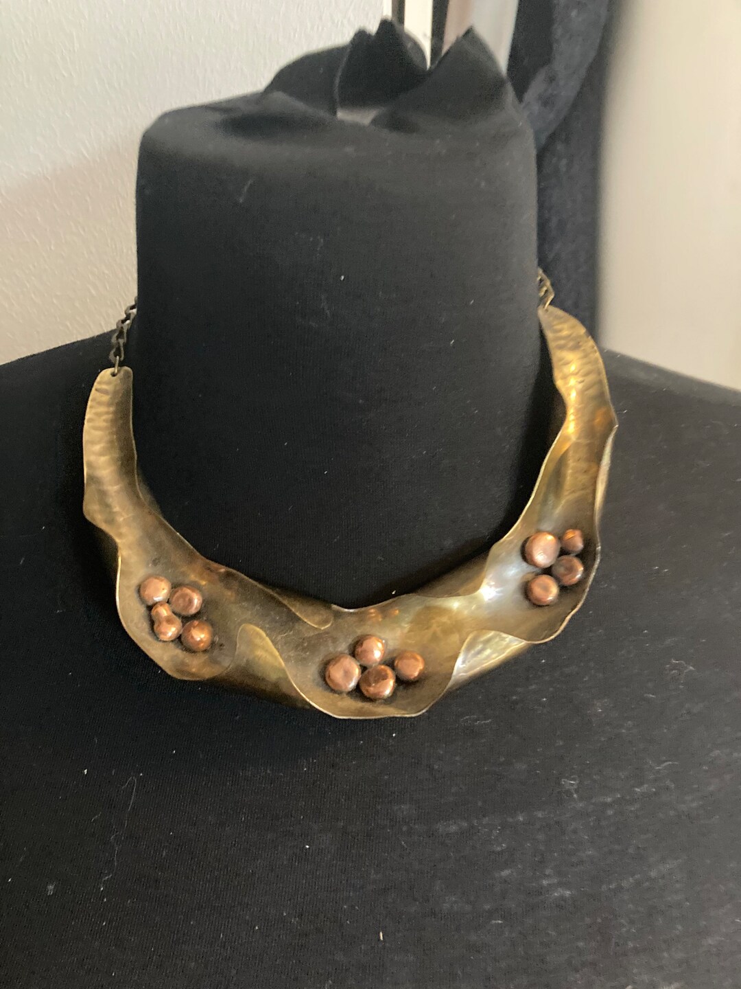 Vintage Wide Copper Brass Choker, Artisan Necklace - Etsy