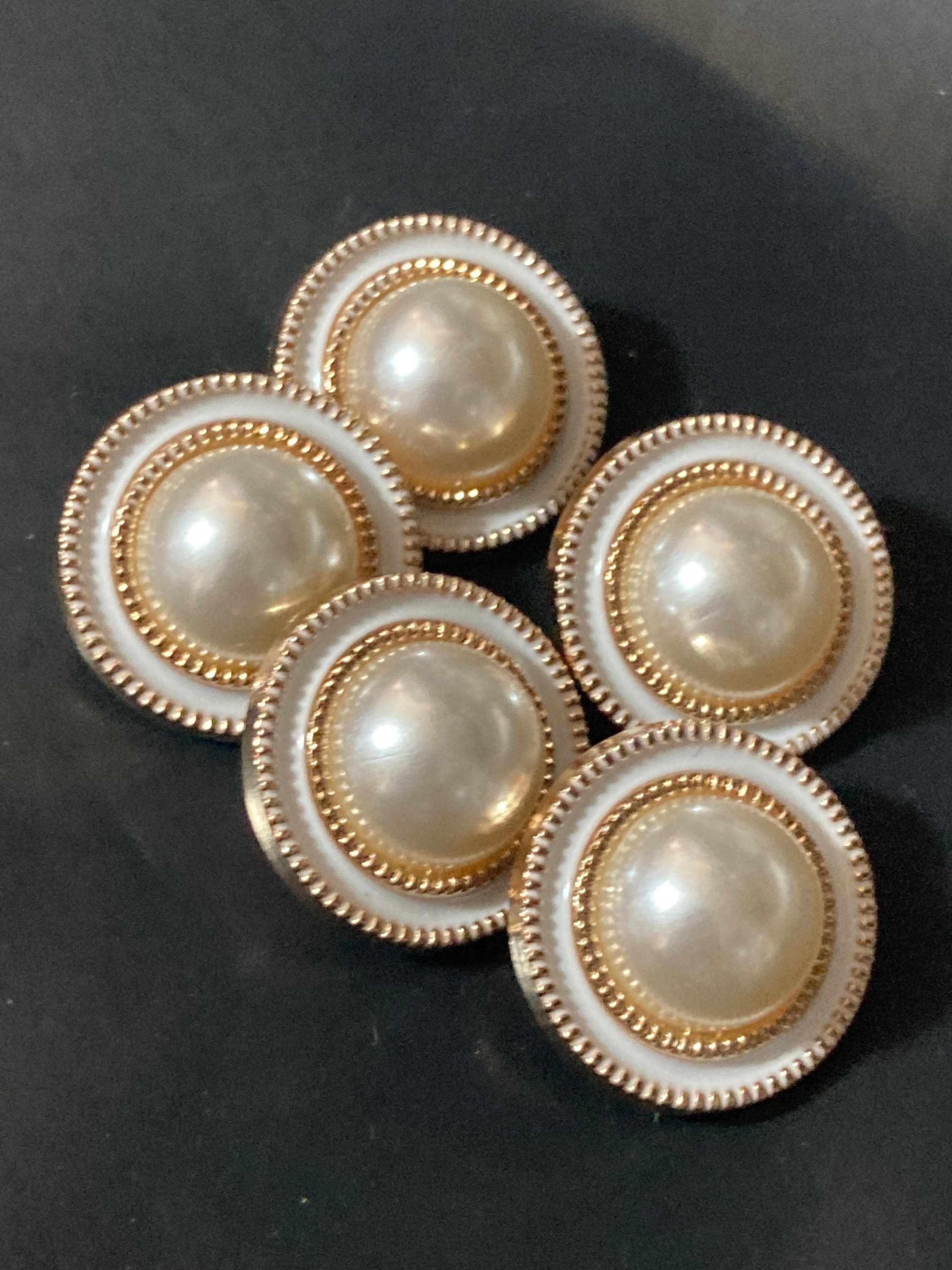 5 Pieces X 20mm Pearl Buttons Round Domed White Enamel Metal Shank - Etsy