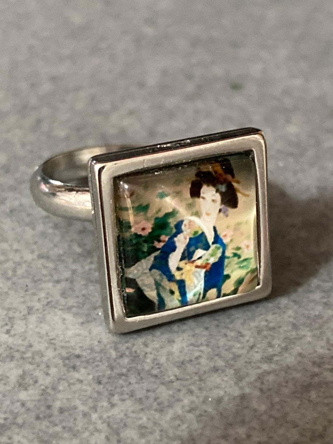 Japanese Geisha Girl Ring Adjustable Blue Stainless Steel - Etsy