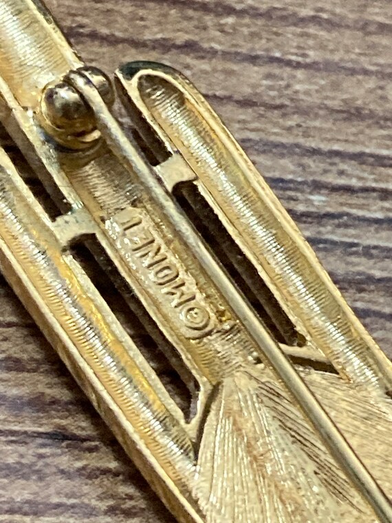 Signed MONET large gold tone diamanté love heart bar … - Gem
