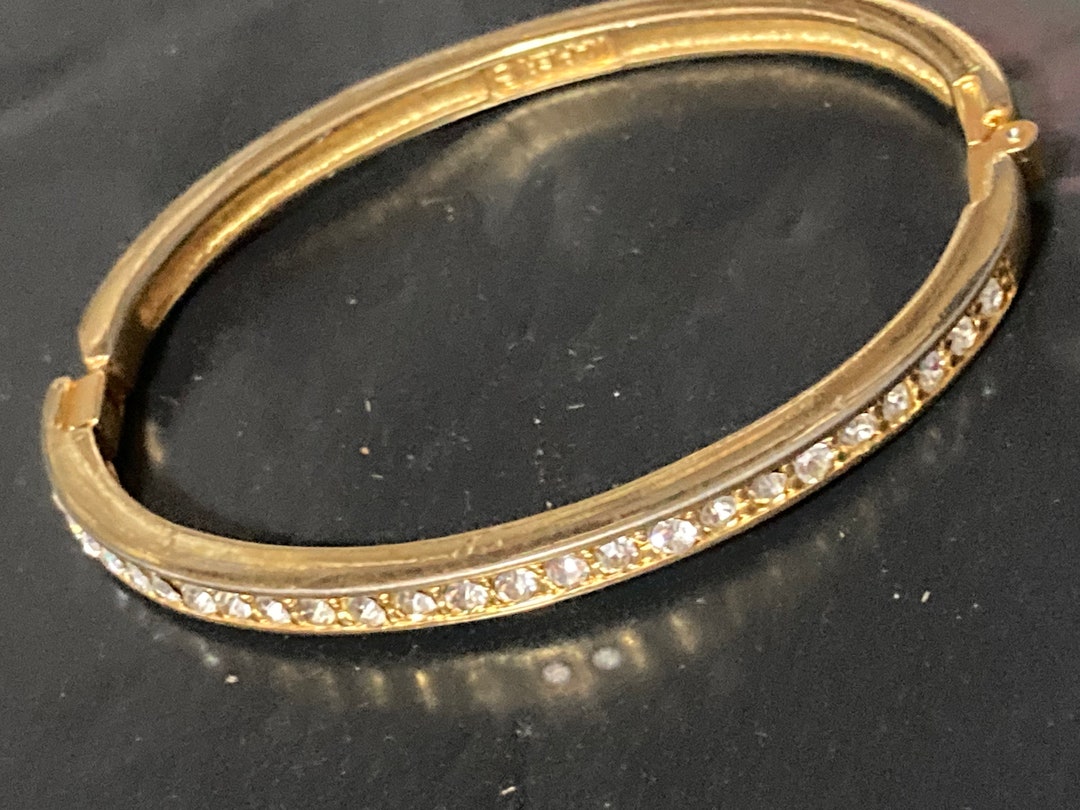 Signed Napier Crystal Channel Set Slim Gold Plated Clamper - Etsy