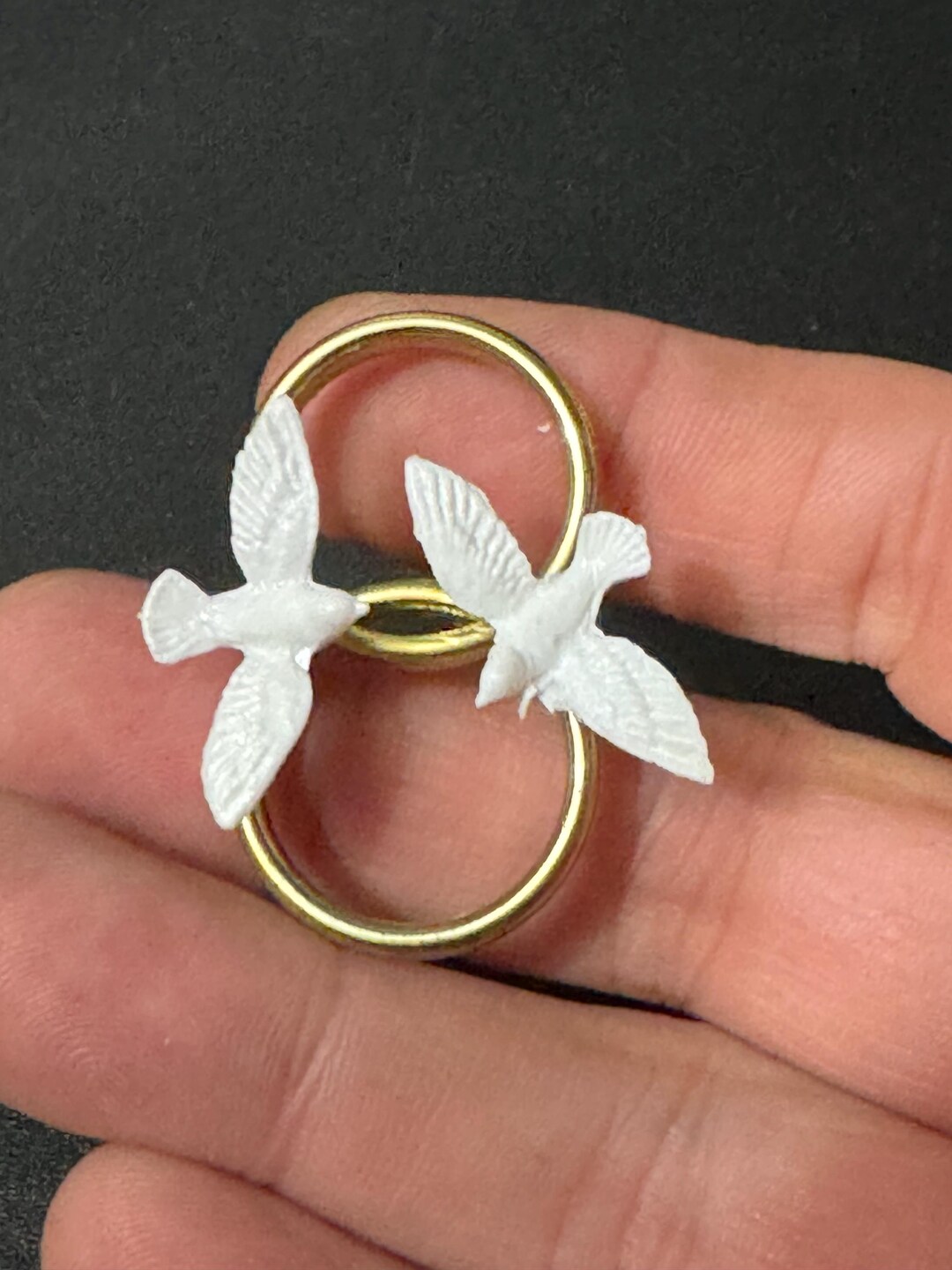 Vintage Traditional Double Gold Plastic Wedding Ring and Dove Bird ...