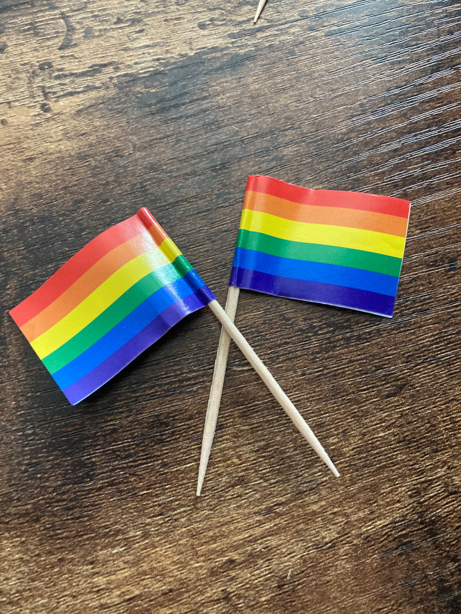 Pack of 50 X Vintage Retro Miniature Rainbow Flag Cocktail Sticks Picks ...