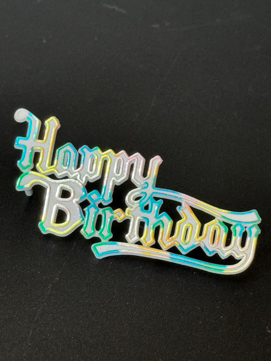 Stand up Happy Birthday Cake Topper Decoration Metallic Rainbow ...