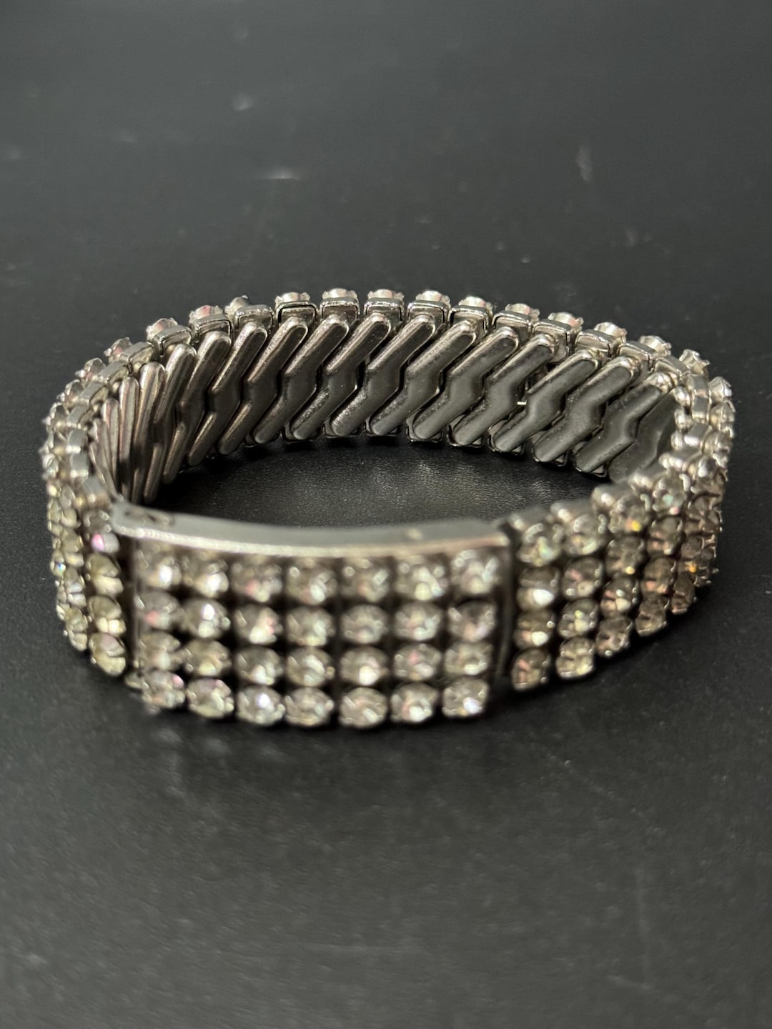 Secret Photo Locket 1950s Vintage Chrome Clear Glass Paste Expandable ...