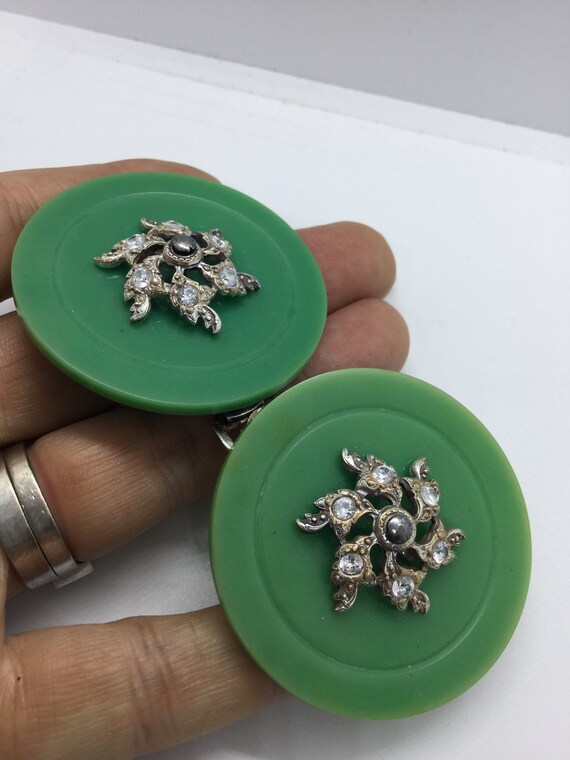 2 part Art Deco Bakelite Celluloid Early Plastic GREE… - Gem