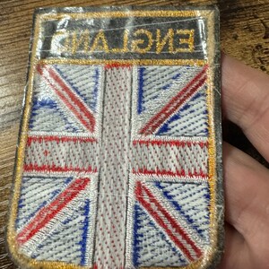 Large ENGLAND Union Jack English Flag Iron on Embroidered Patch Gold ...