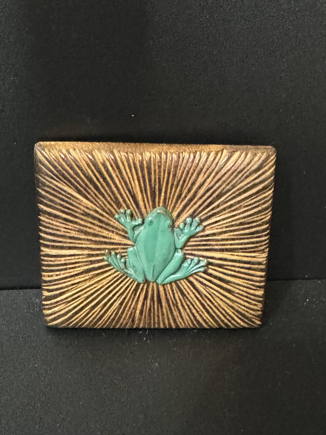 Large Vintage Mid Century Wooden BROWN Novelty Frog Belt Buckle Sash ...