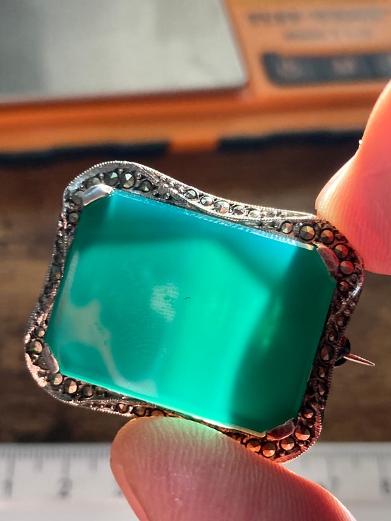 Edwardian Antique Vintage Art Deco Green Glass Chryso… - Gem