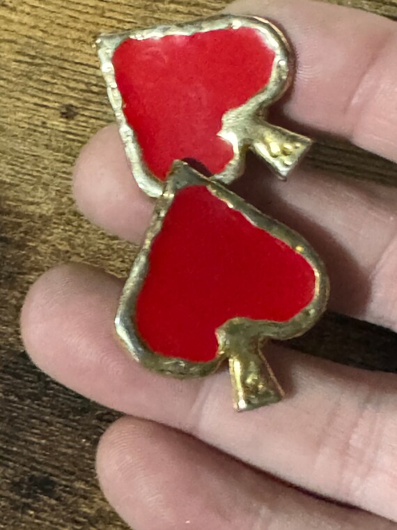 Bridge players spades playing cards vintage Gold tone… - Gem