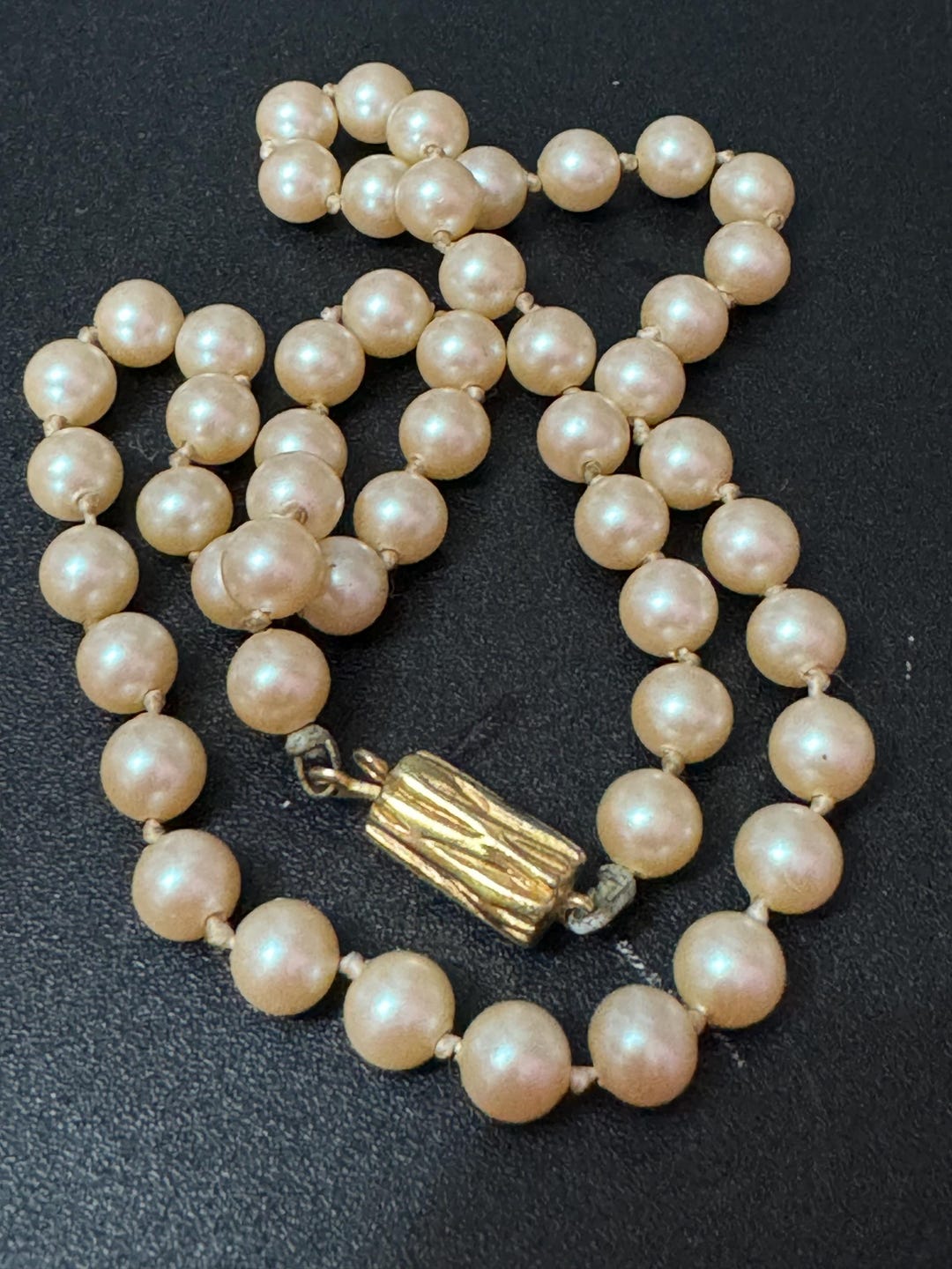 Signed Napier Cream Glass Pearl Necklace, Gold Tone 1970s Vintage - Etsy