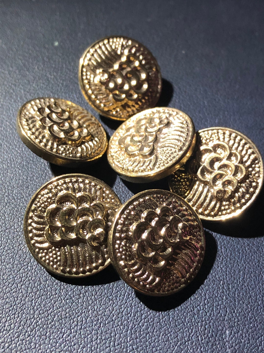 6 X Vintage Gold Lustre Buttons Art Deco 18mm Round Molded Glass Sewing ...