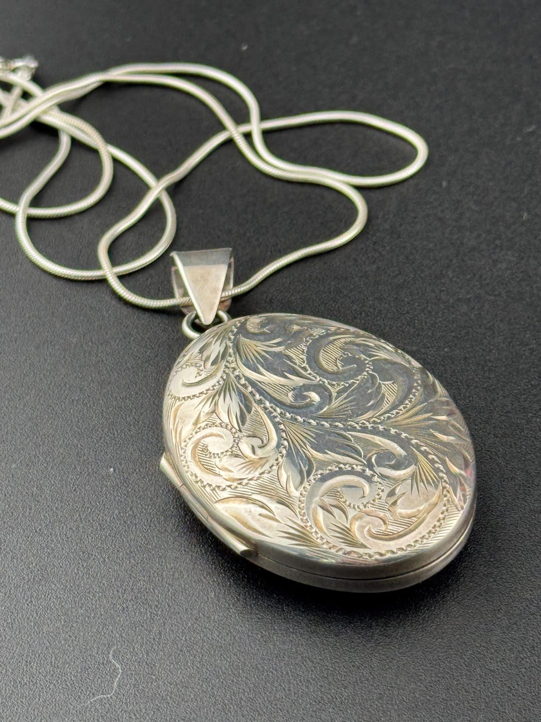 Vintage Large Photo Locket With Engraved Design, Memorial Keepsake ...