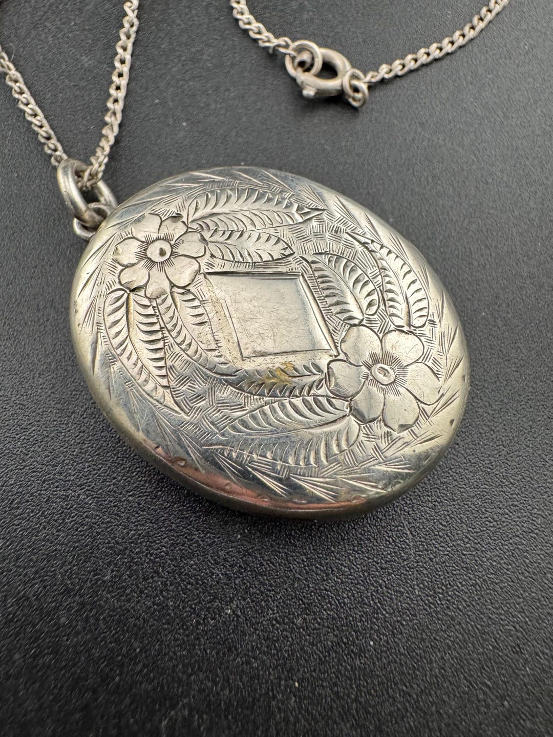 Vintage Large Photo Locket With Engraved Design, Memorial Keepsake ...