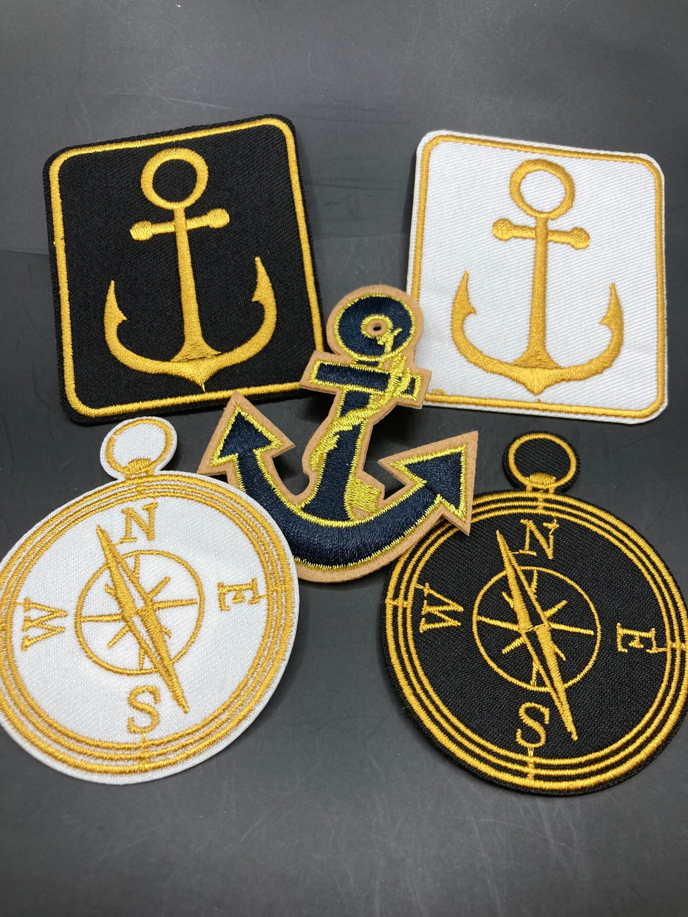 Iron on Nautical Anchor Patch Appliqué Black Gold - Etsy