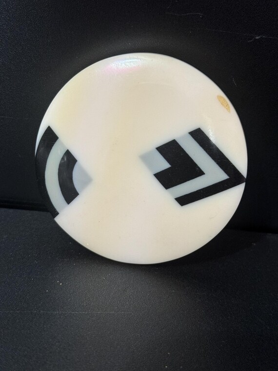 Oversized 6cm Art Deco large round disc cream black a… - Gem