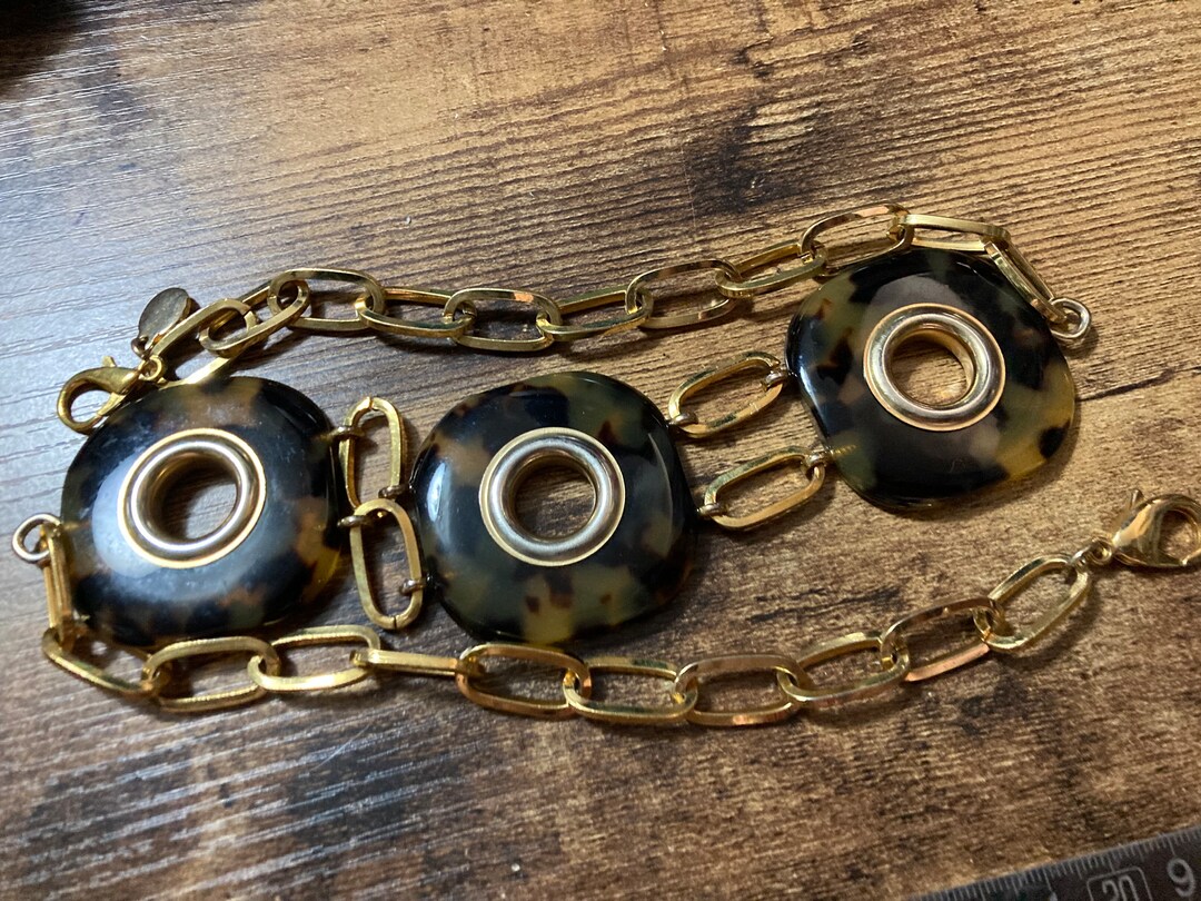 Petite Italian XS Faux Tortoiseshell Brown Perspex Plastic Gold Tone ...