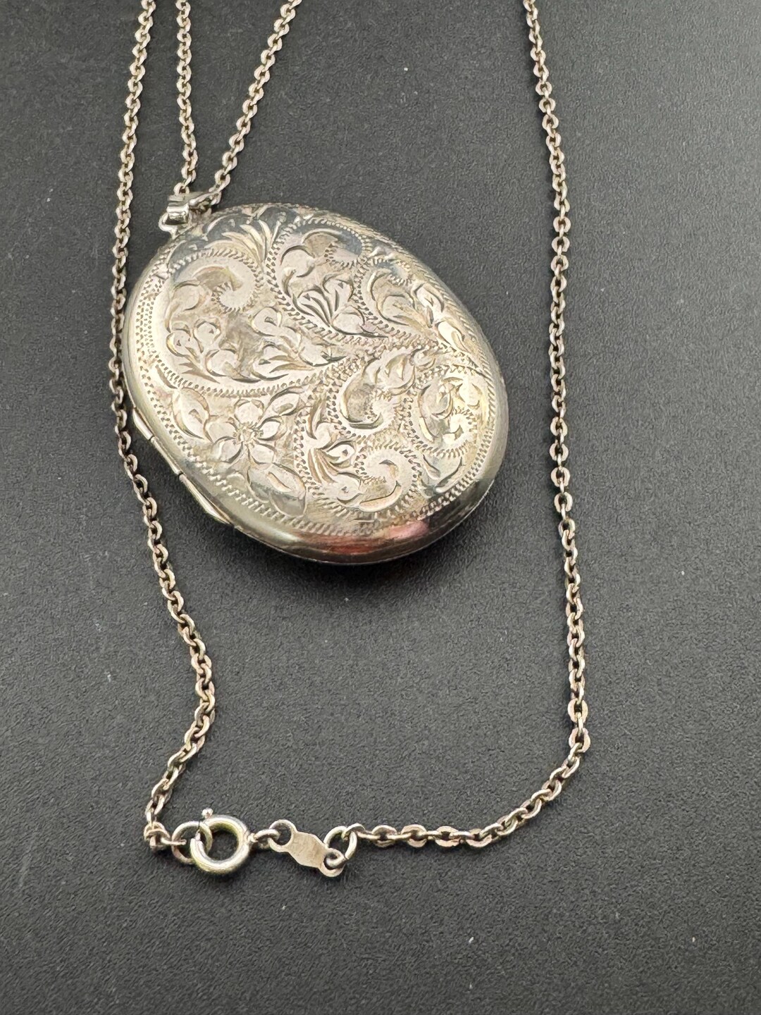 Vintage Extra Large Photo Locket With Engraved Floral Design, Memorial ...