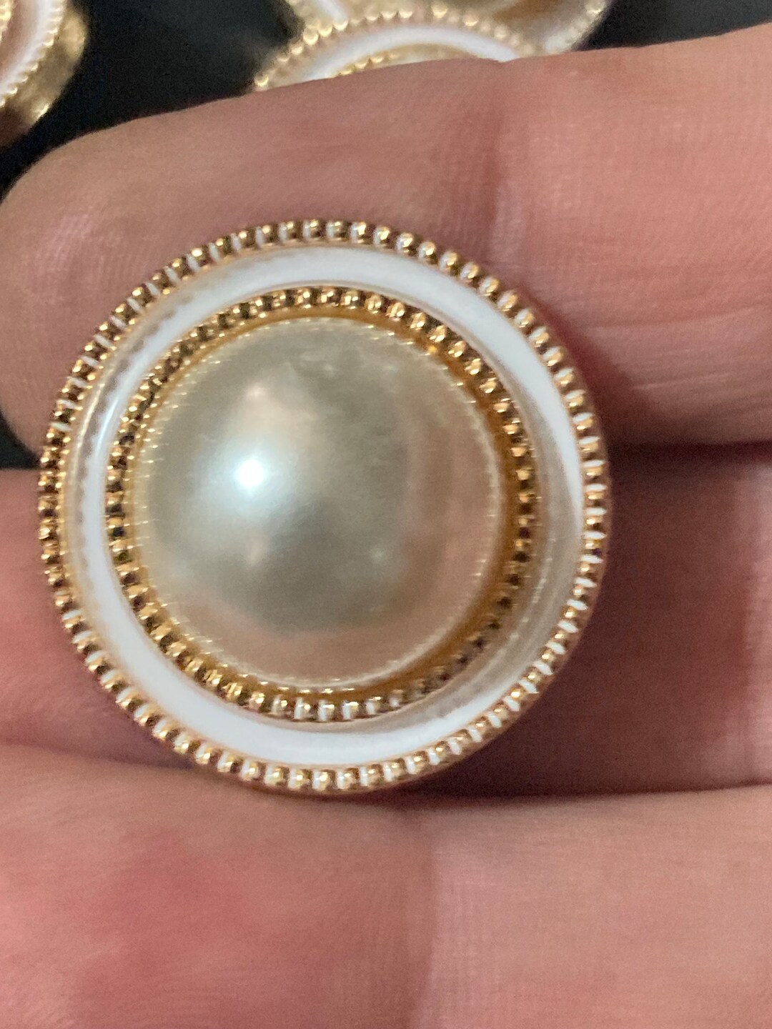 5 X 25mm Large Round Domed White Enamel Faux Pearl Buttons Metal Shank ...