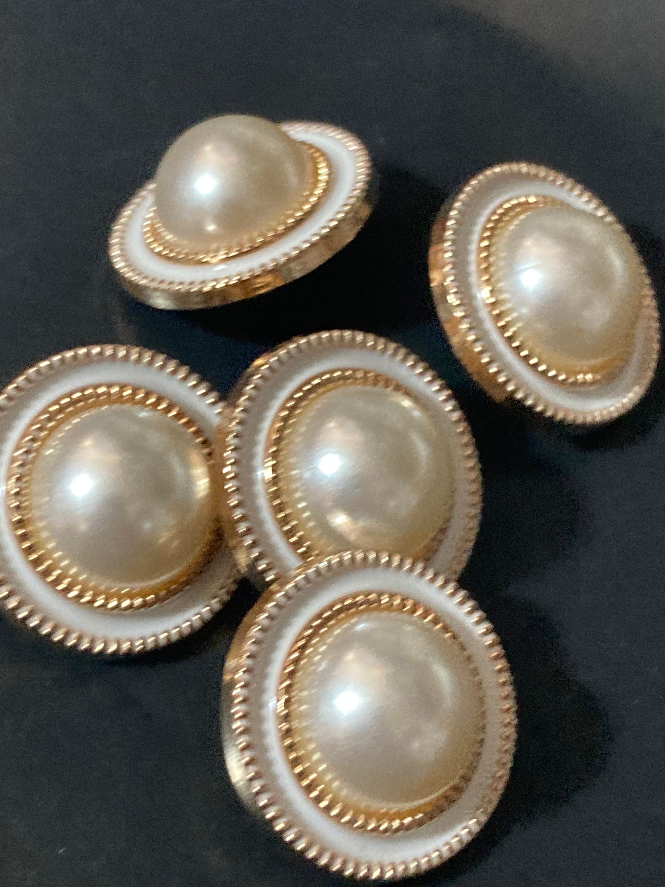 5 Pieces X 20mm Pearl Buttons Round Domed White Enamel Metal Shank - Etsy