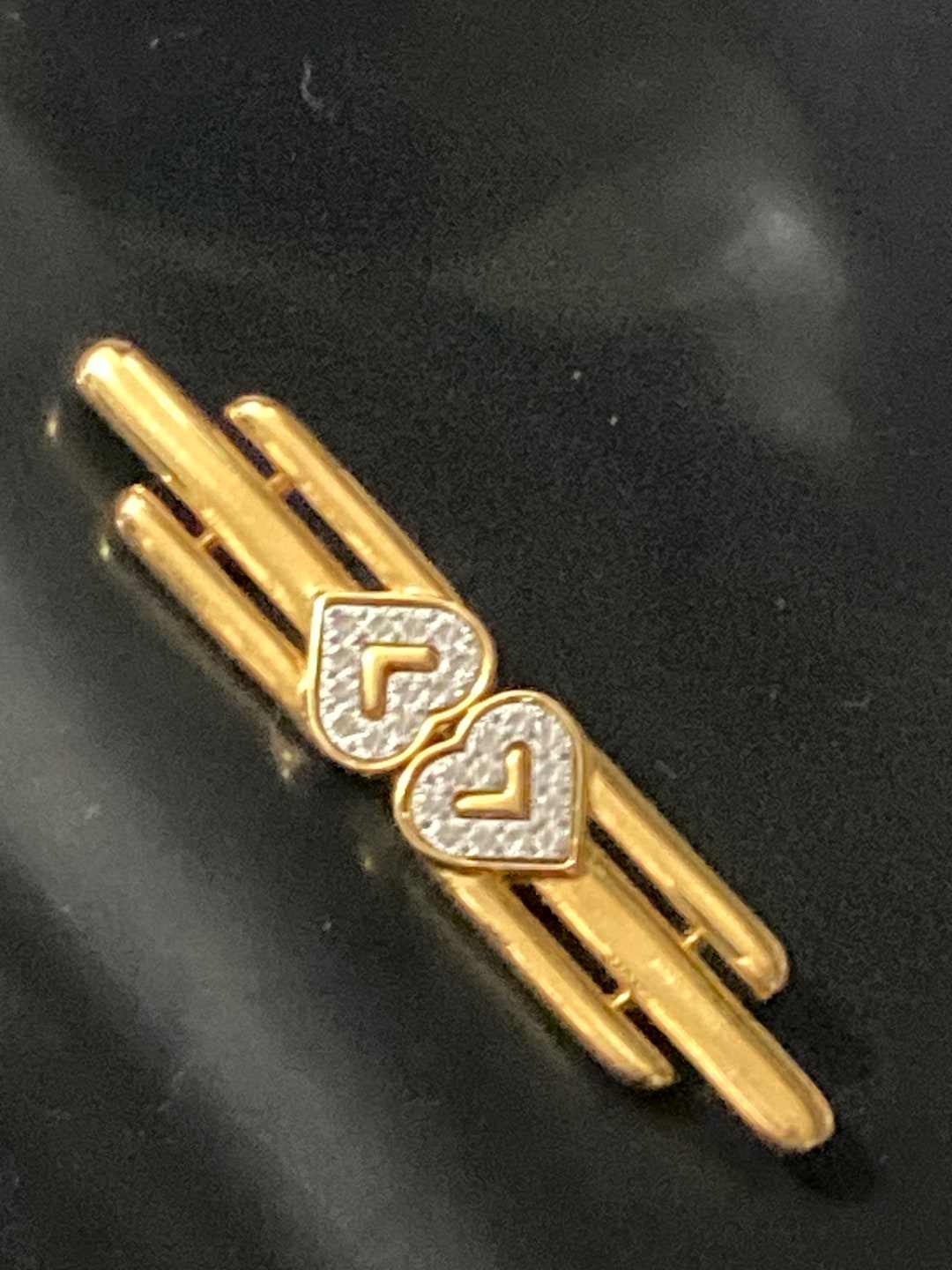 Signed MONET Large Gold Tone Diamanté Love Heart Bar Brooch - Etsy