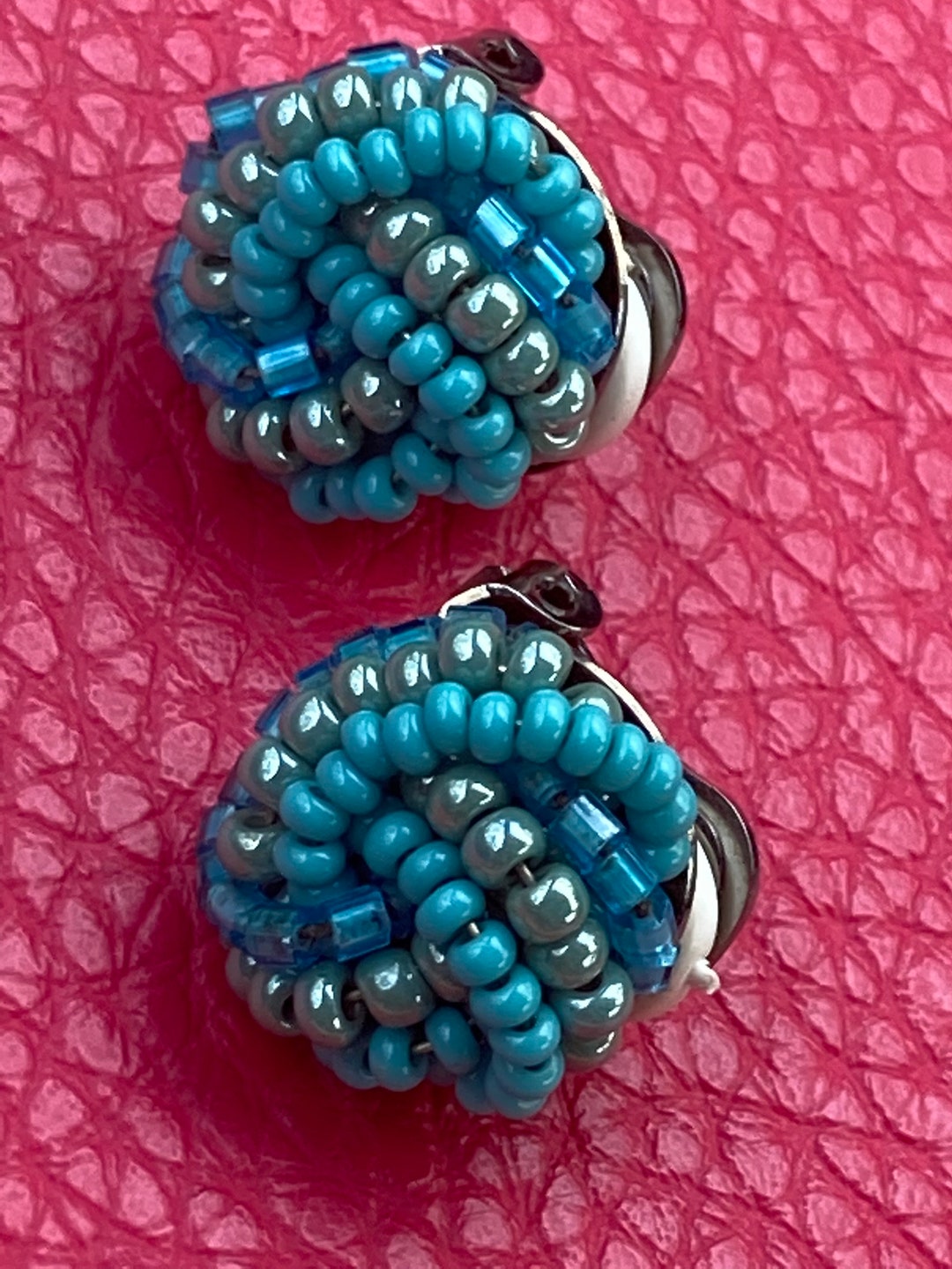 Turquoise Blue Seed Beaded KNOT Cluster Clip on Earrings - Etsy
