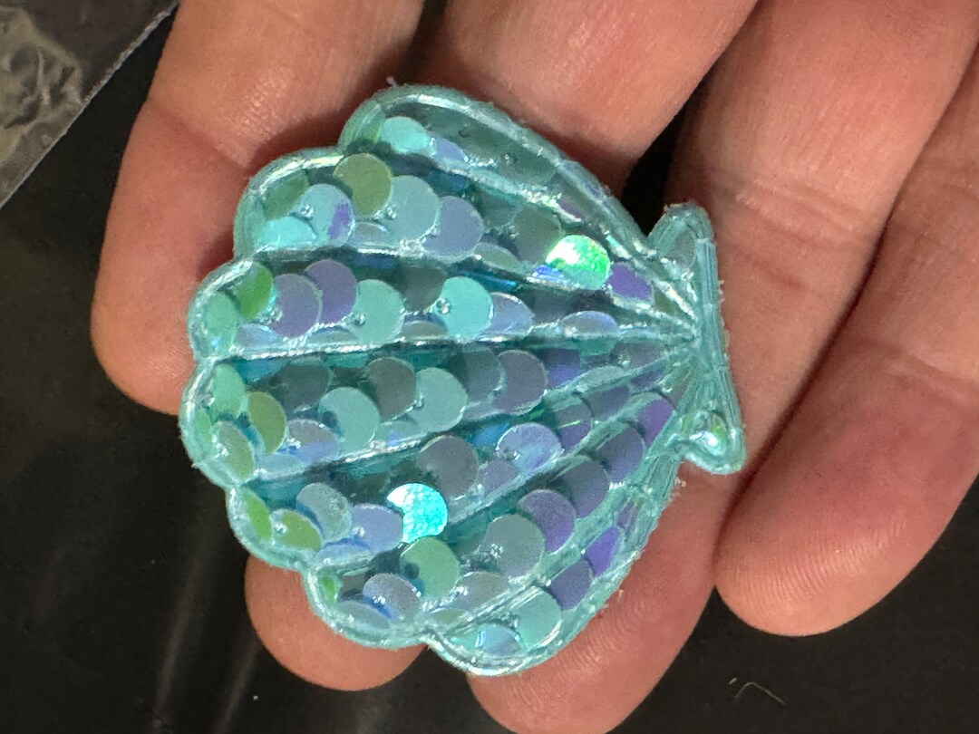 1 X Turquoise Blue Sequin Sew on Nautical Sea Scallop Sea Shell ...