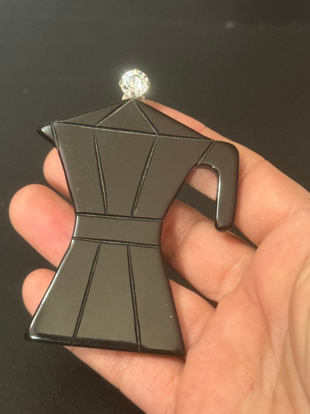 Coffee Can Brooch: Designer Antonino Italian Vintage Diamanté 9cm - Etsy