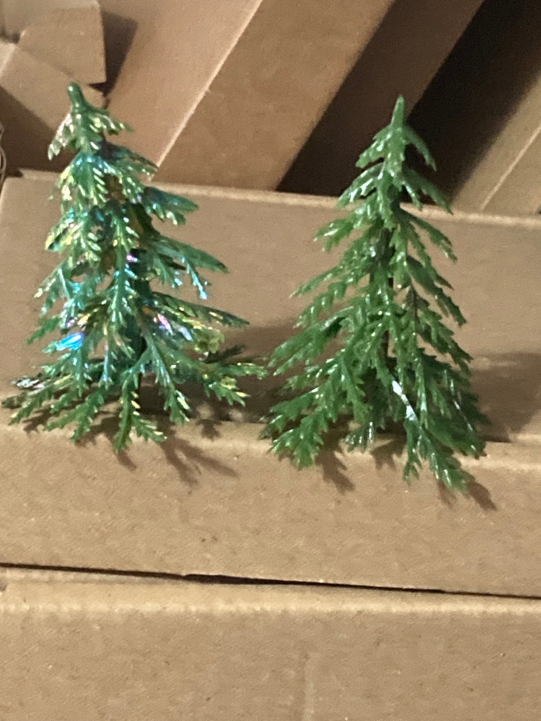 2 X Vintage Plastic Green Tree Mix 1960s Miniature Fir Tree - Etsy