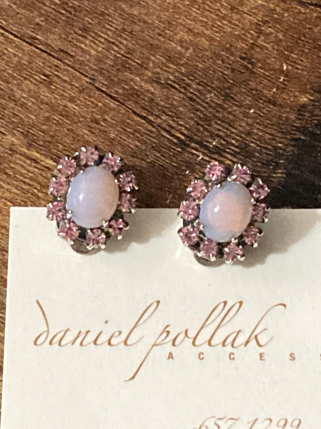 Daniel Pollak Pink Diamanté Ops Line Clip of Earrings Silver Tone - Etsy