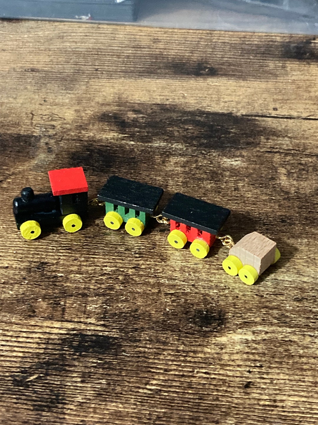 Miniature Wooden Toy Train and Carriages Birthday Cake Toppers ...