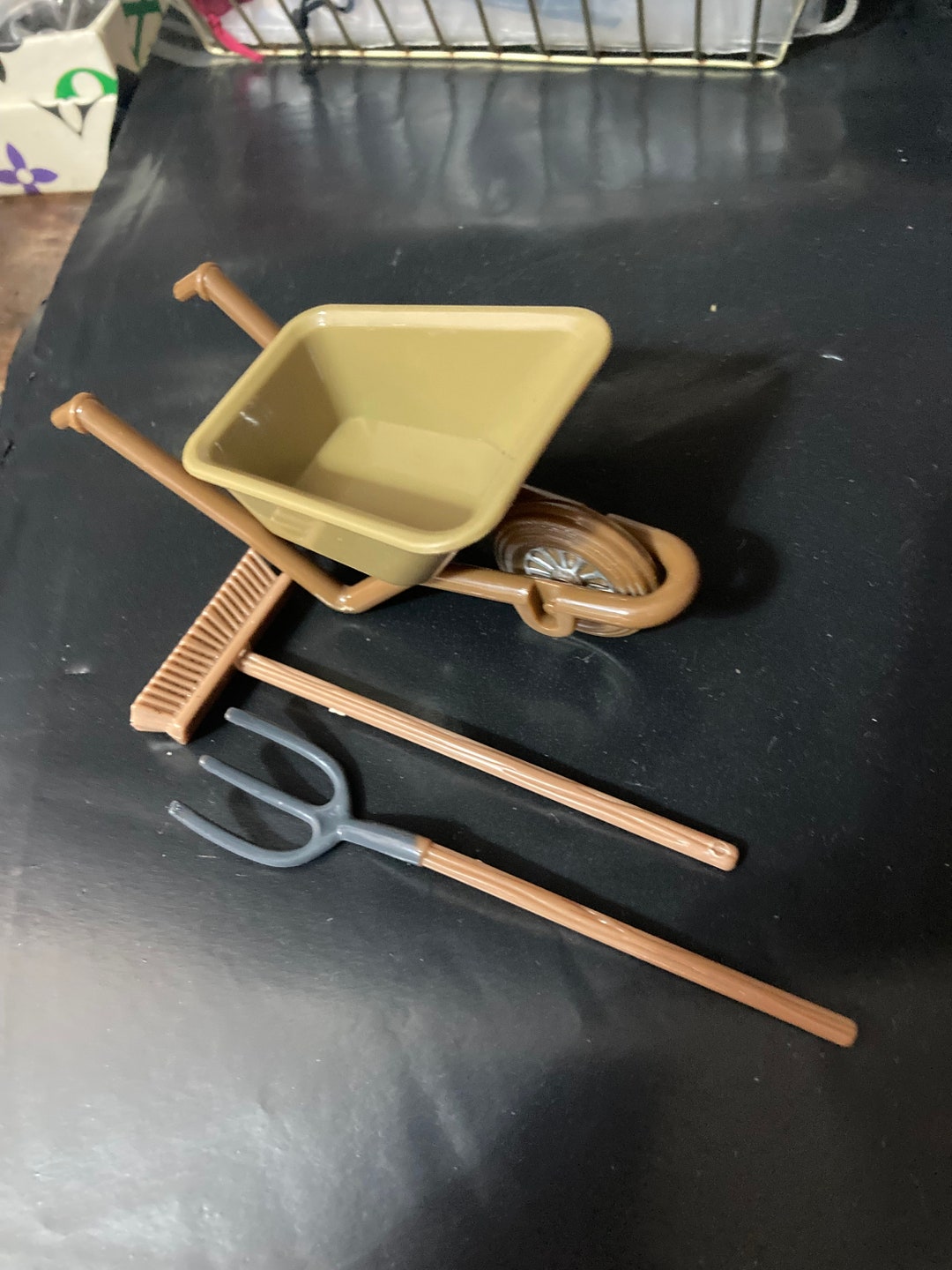 Miniature Wheelbarrow and Garden Tools Gardener Cake Topper Decoration Scenery Dolls - Etsy