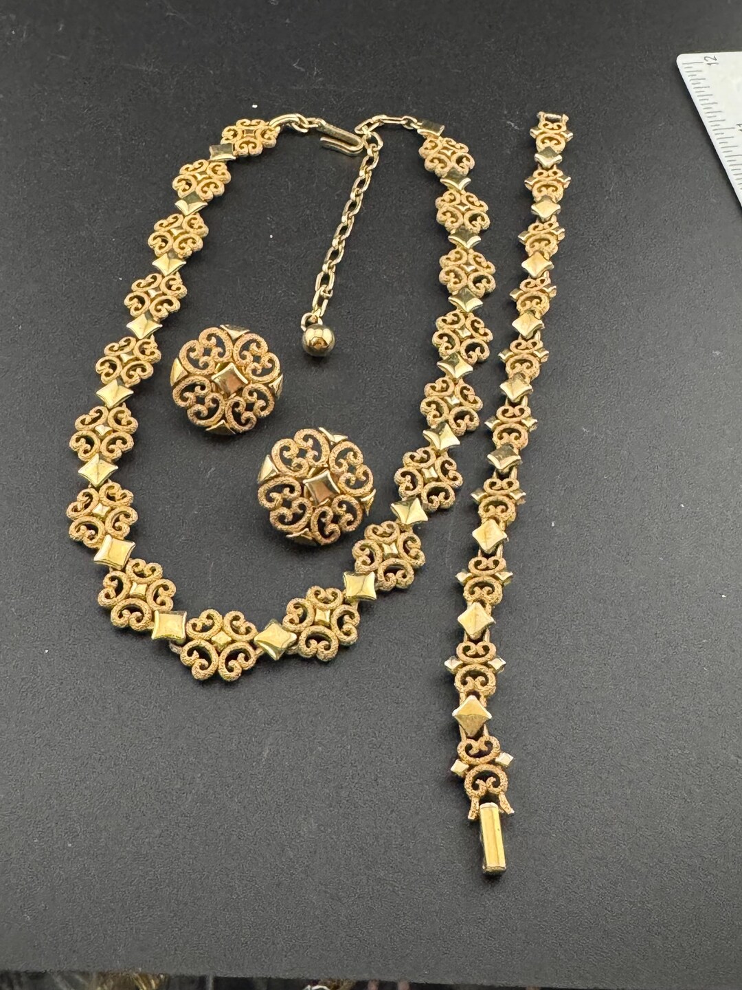 Vintage Avon Gold Tone Medieval Style Jewelry Set: Necklace, Bracelet ...