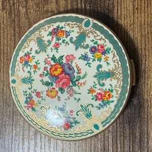 Red Orange Gold Floral Stratton Powder Compact Gold Tone - Etsy