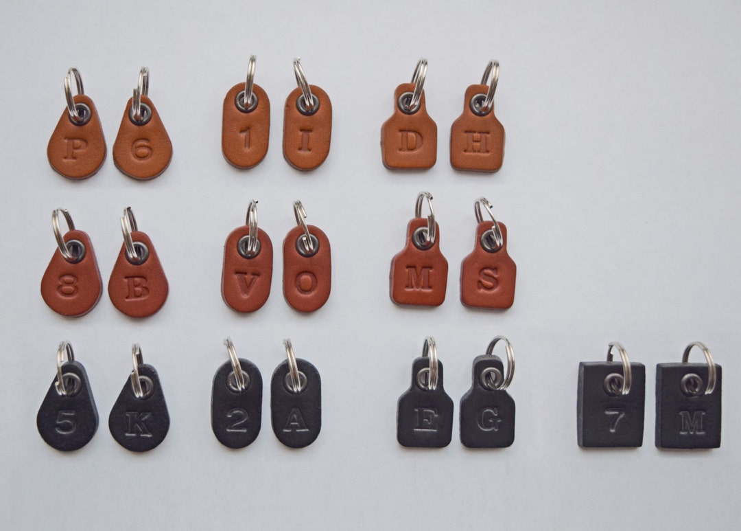 20 X Small Personalised Leather Keyrings Embossed With Your Letters or ...