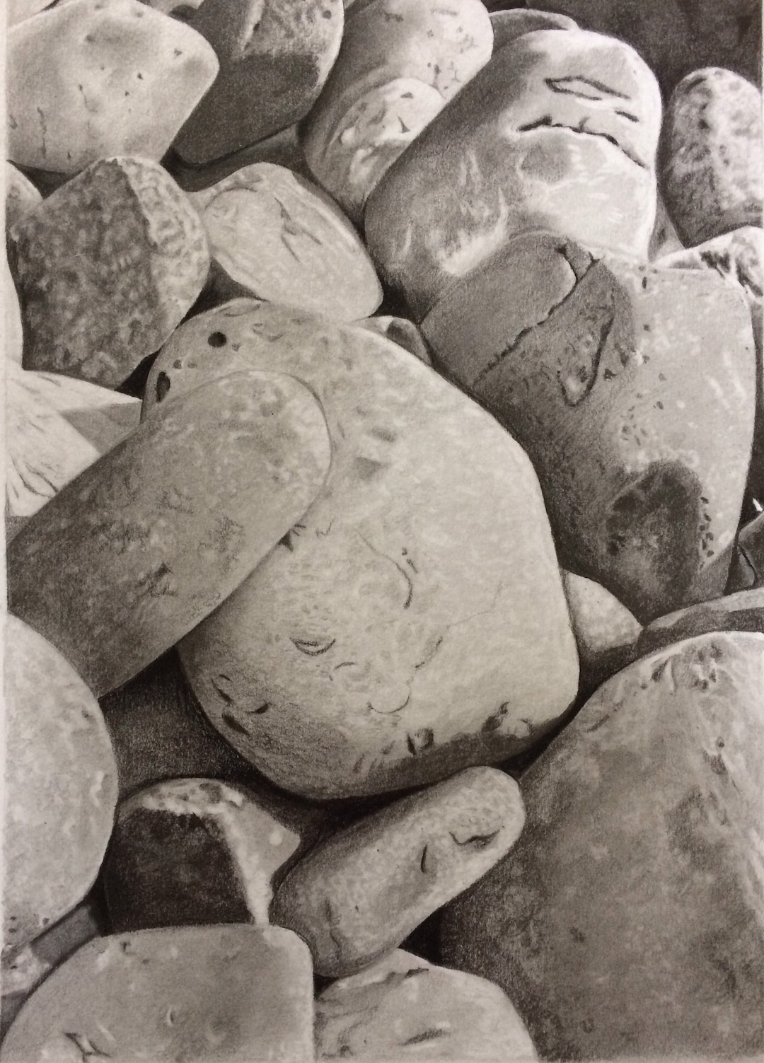 Original Pencil Drawing Pebbles - Etsy