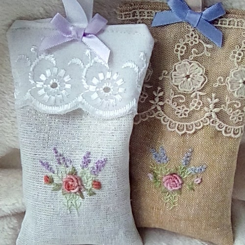 Hand Embroidered Lavender Sachet - Etsy UK
