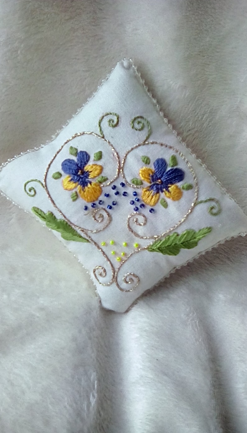 Hand Embroidered Lavender Cushion - Etsy