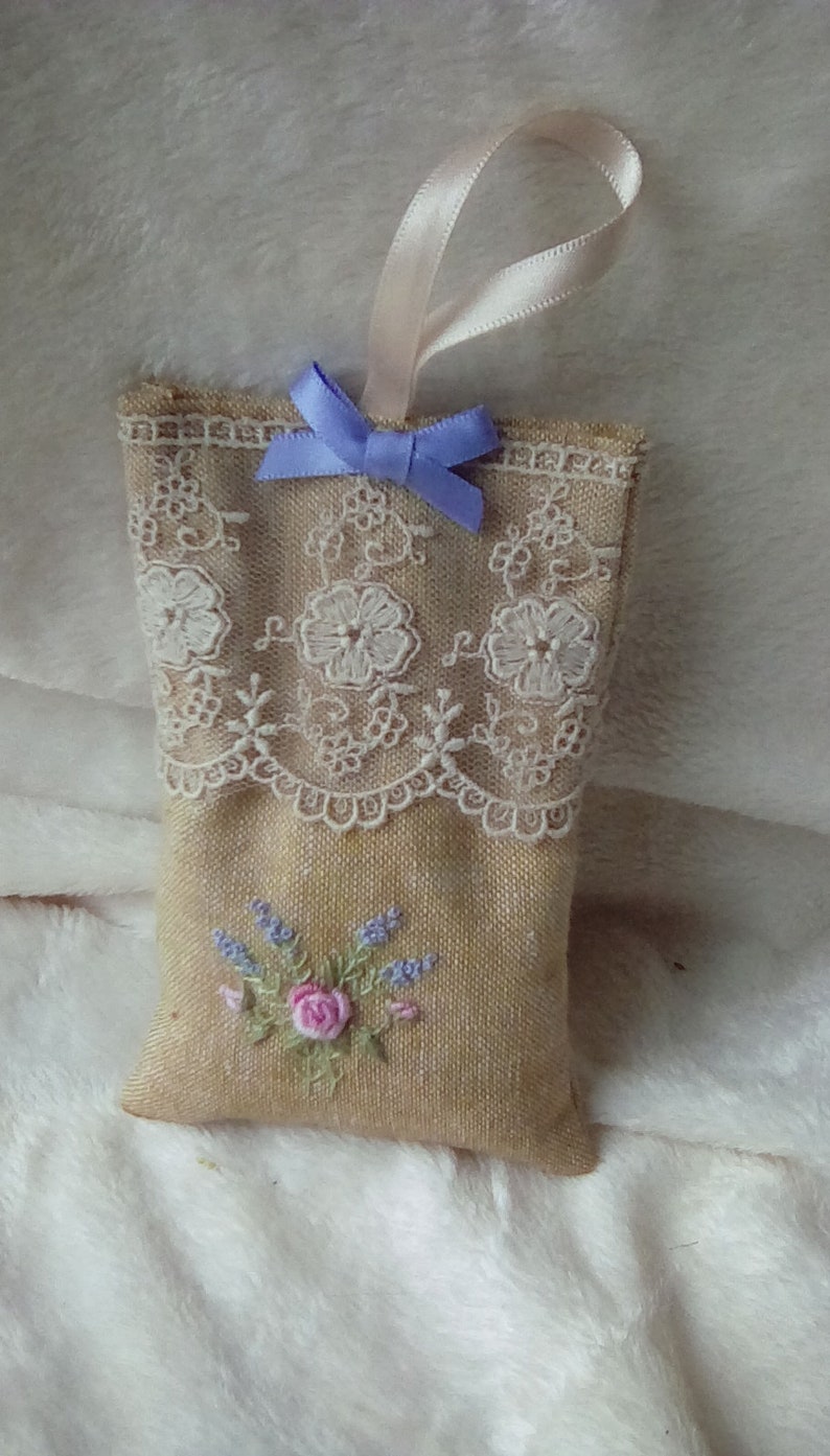 Hand Embroidered Lavender Sachet - Etsy UK