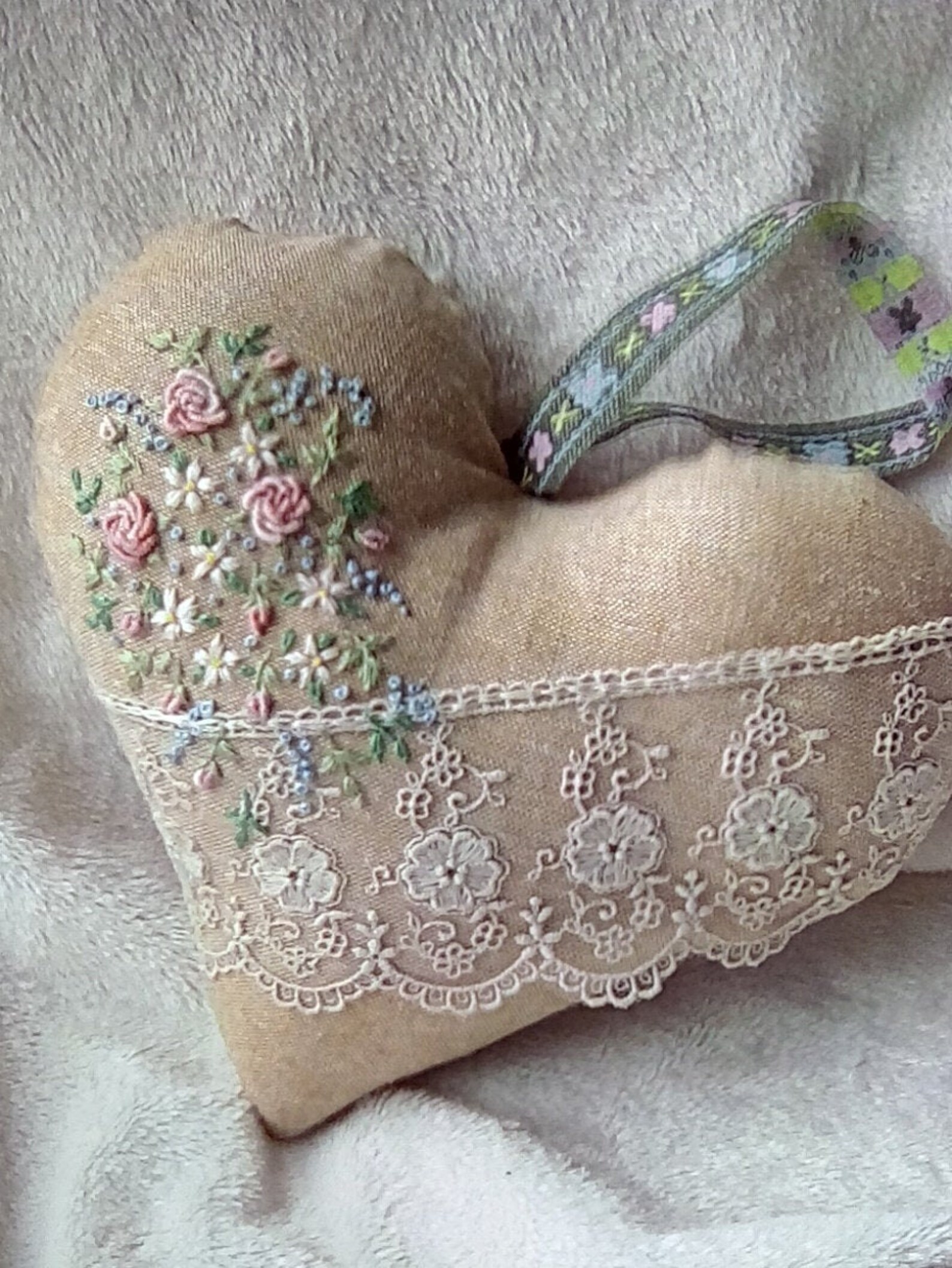 Hand Embroidered Lavender Heart | Etsy