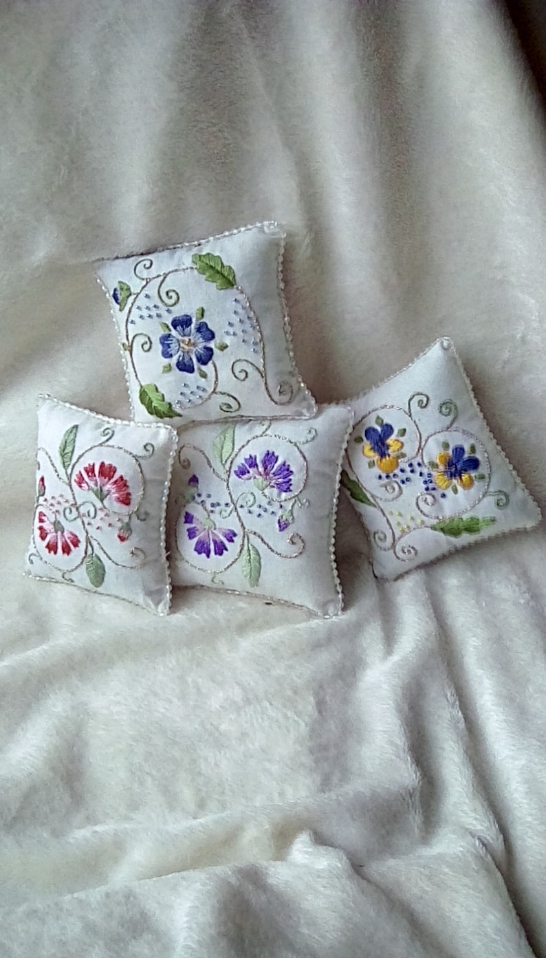 Hand Embroidered Lavender Cushion - Etsy