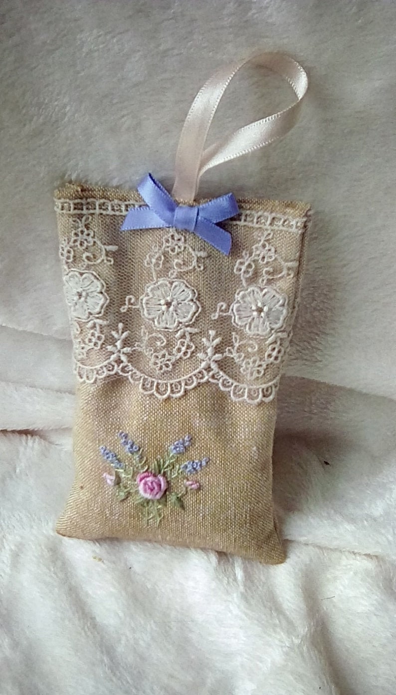 Hand Embroidered Lavender Sachet - Etsy UK