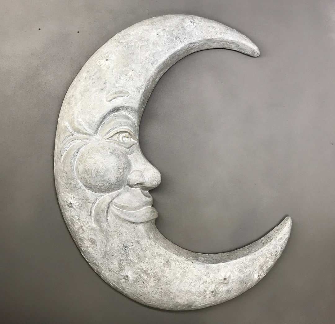 Extra Large Smiling Crescent Moon Face 3D Wall Decor, Smiling Man in ...
