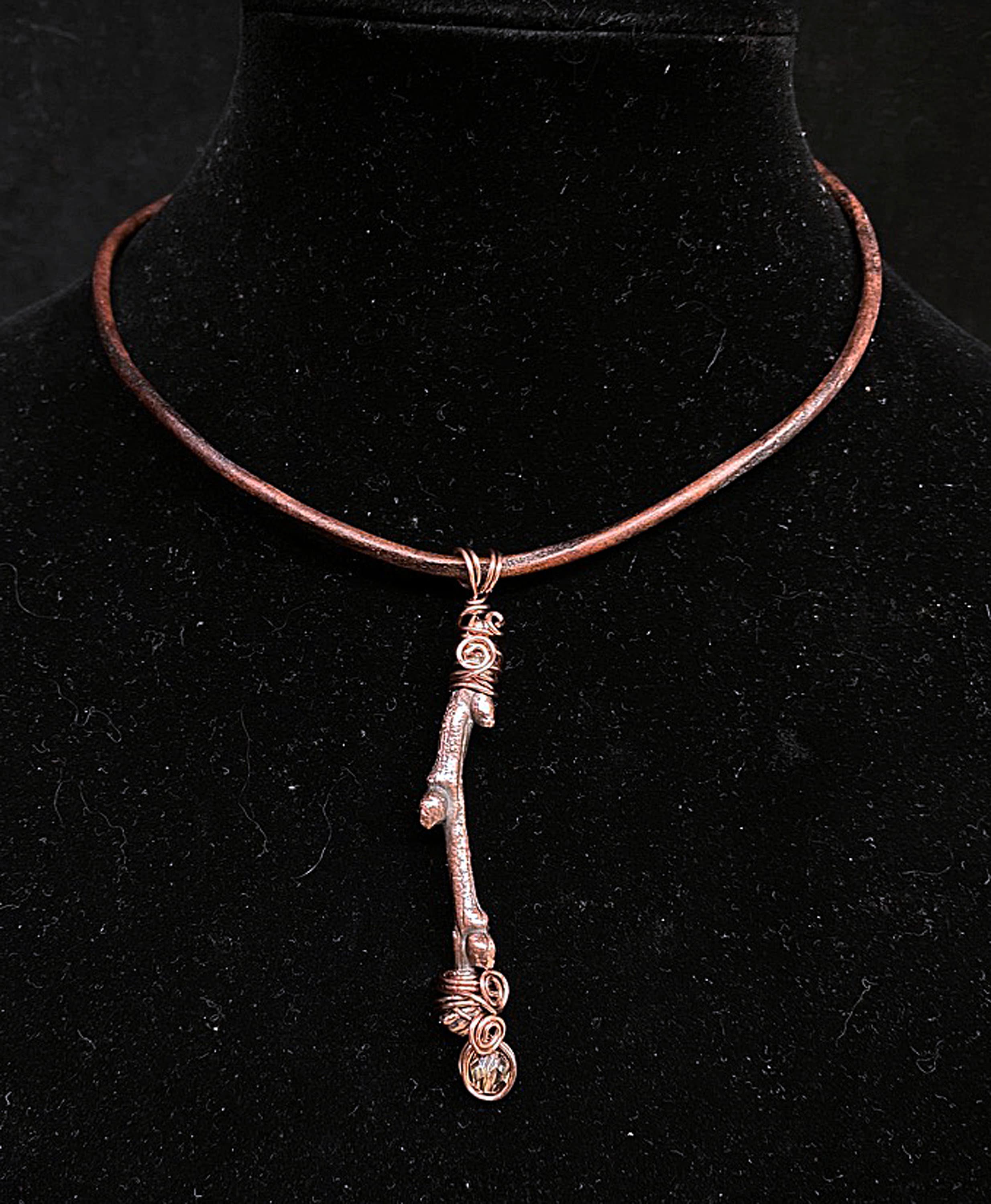 Copper Twig Pendant Necklace