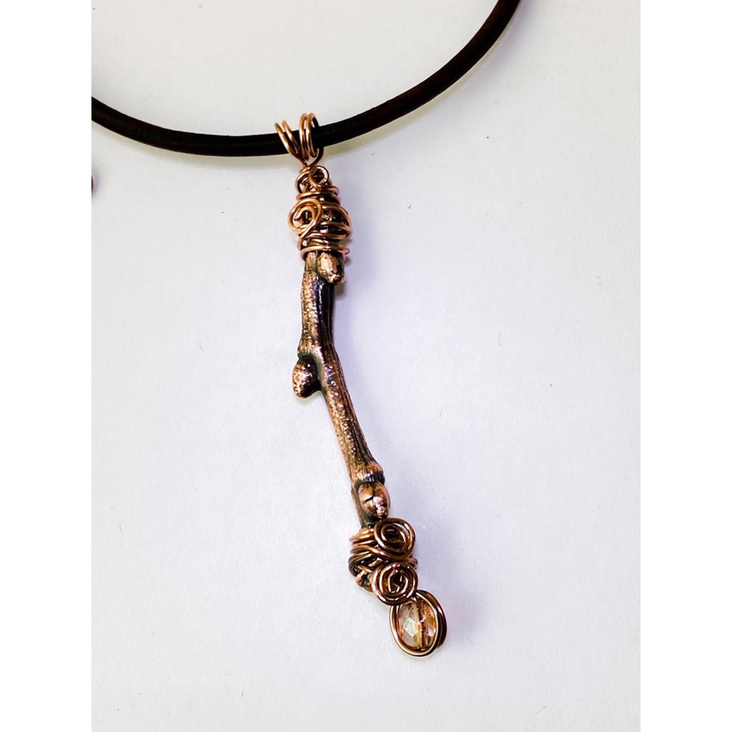 Copper Twig Pendant Necklace