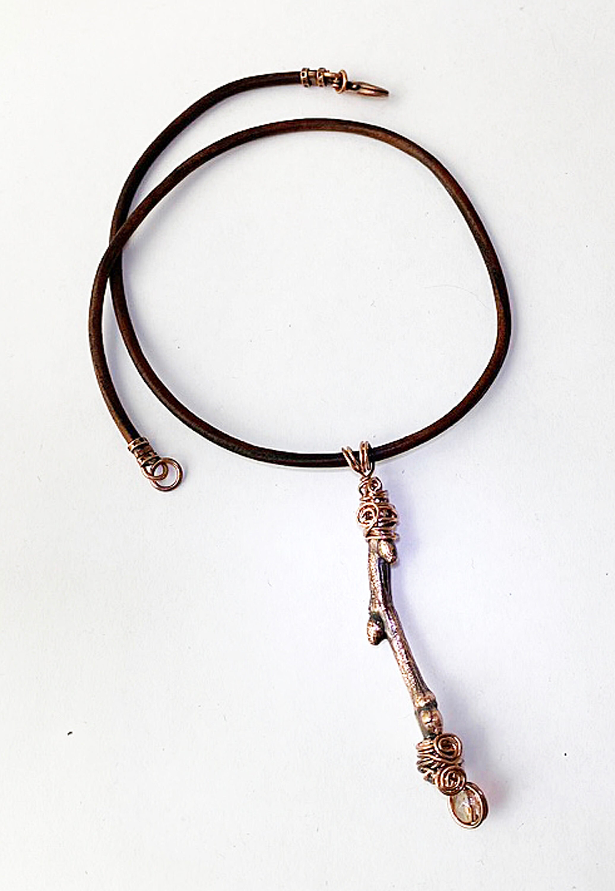 Copper Twig Pendant Necklace