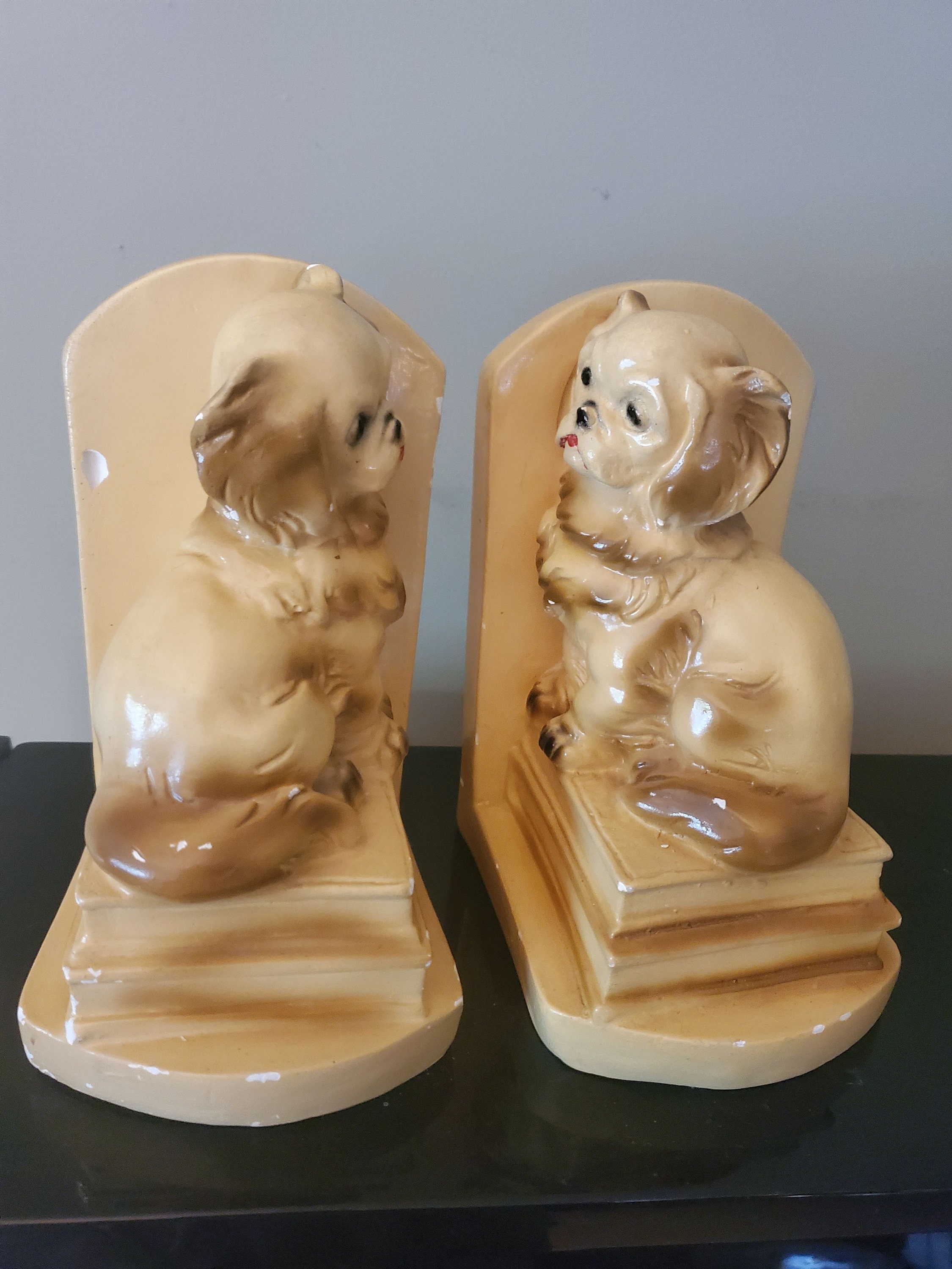 Vintage Chalkware Dog Bookends-spaniel Puppies - Etsy Canada