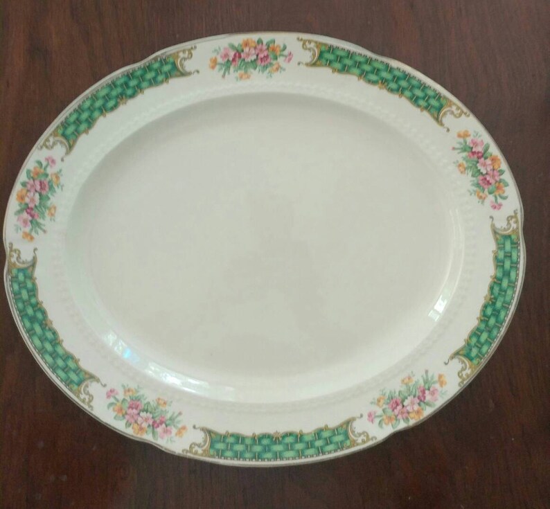Vintage H&K Tunstall Platter Basketweave and Floral - Etsy