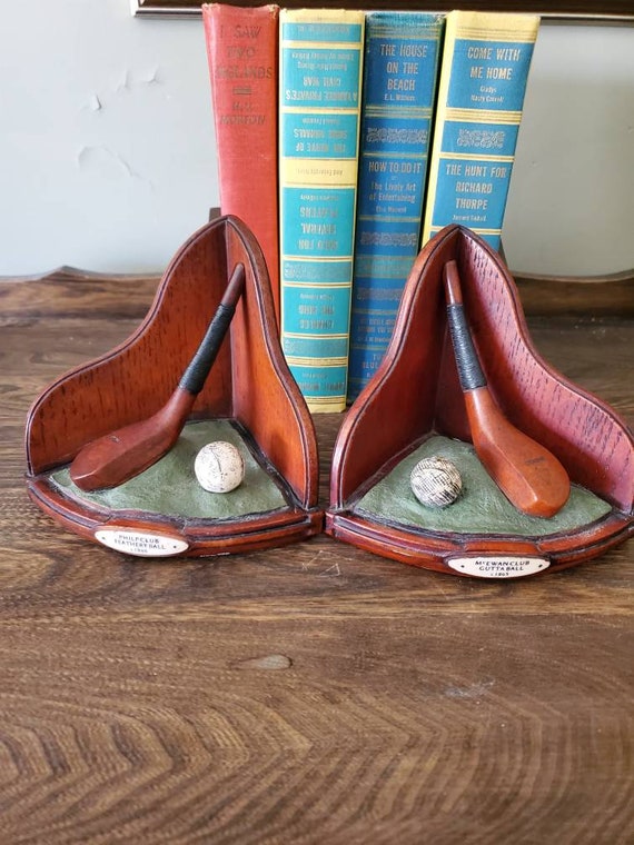 Vintage Golf Corner Bookends - Etsy